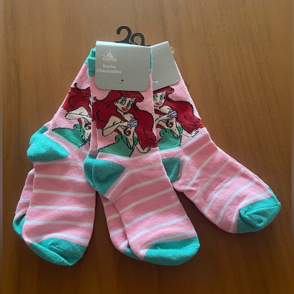 Disney | Accessories | Disney Little Mermaid Ariel Girls Socks X3 ...